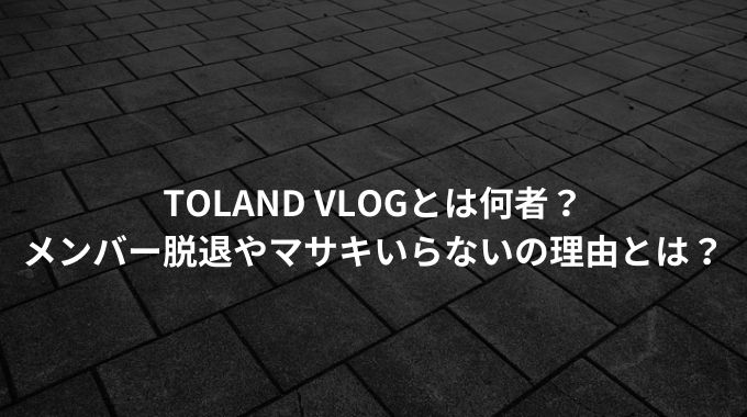 TOLAND VLOGとは何者？メンバー脱退やマサキいらないの理由とは？ - 進撃のナカヤマブログ
